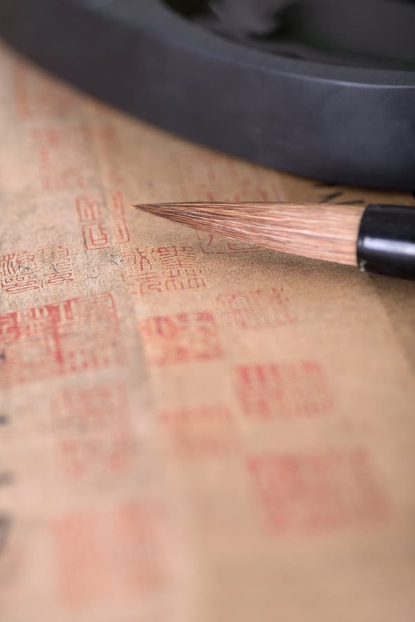 Inkstone and Brush in Calligraphy Stock Image - Image of inkstone ...