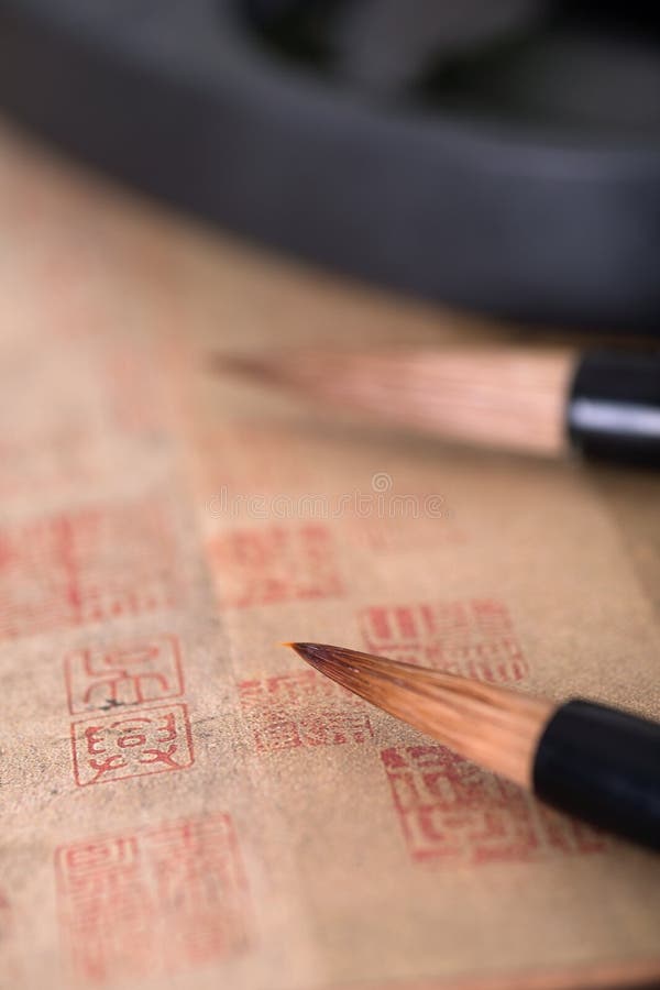Inkstone and Brush in Calligraphy Stock Image - Image of vertical ...