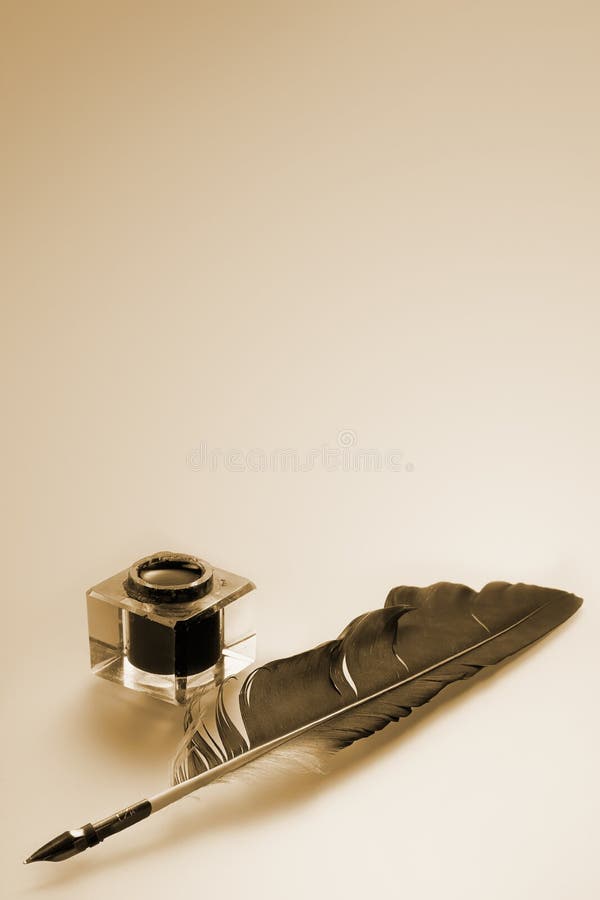 Ink and feather pen stock photo. Image of domestic, literary - 2154682
