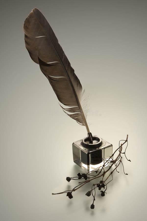 Ink and feather pen stock photo. Image of domestic, literary - 2154682