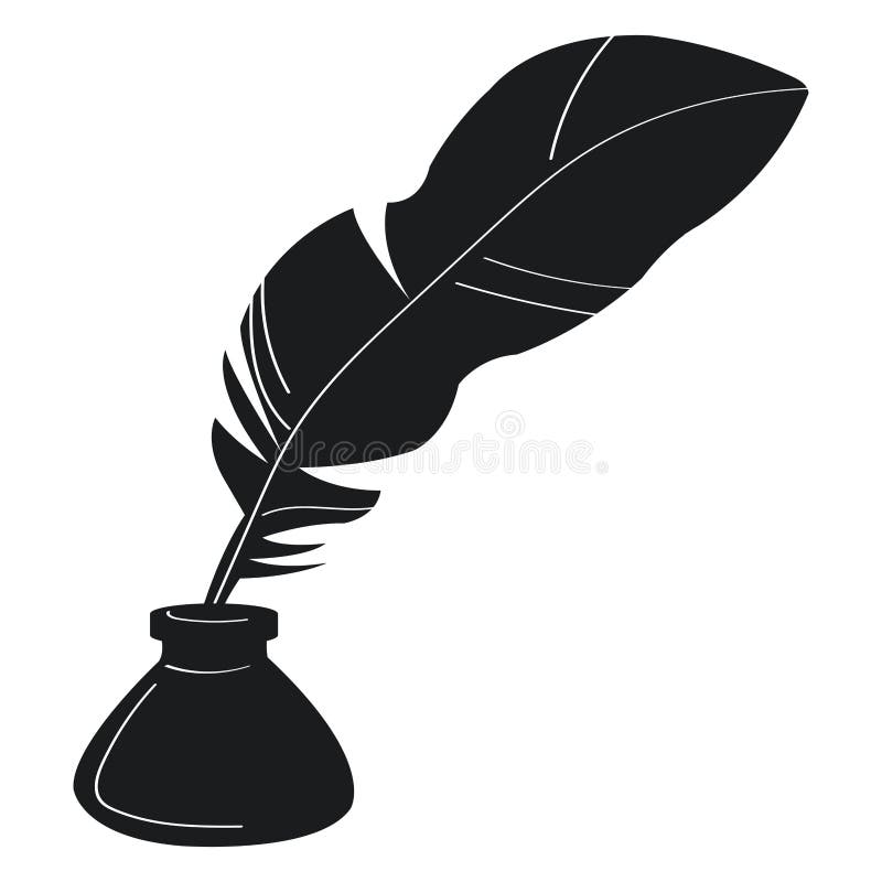 Inkwell and Feather Pen Black Silhouette. Stock Illustration ... Inkwell and Feather Pen Black Silhouette. Stock Illustration ...