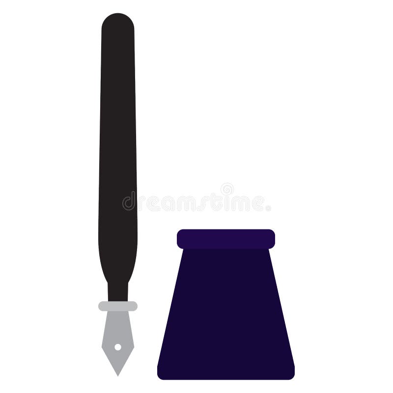 Inkwell and Ink Pen Icon, Vector Illustration Stock Vector ...