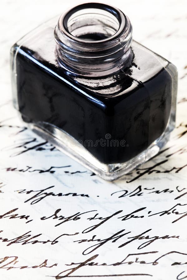Inkwell stock image. Image of handwritten, inkpot, black - 160585631