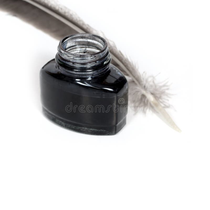 Inkwell and quill stock photo. Image of letter, white, black - 931104