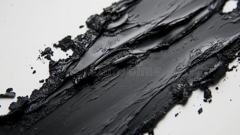 Inky Black Amorphous Carbon Powder Spread on Pristine White Surface ...