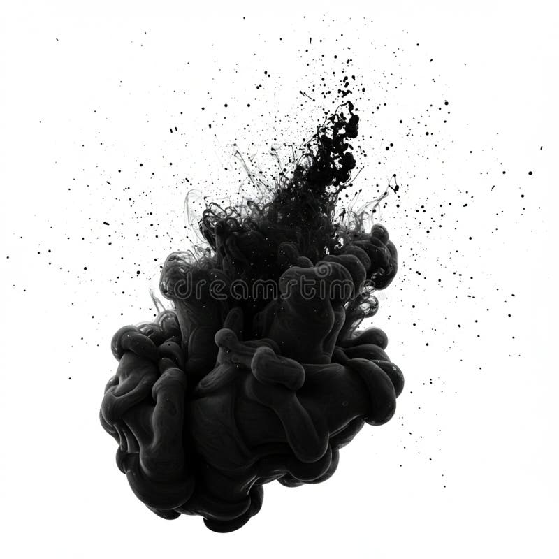 Inky Black Cloud Suspended in a Fluid Medium, Resembling Dense Smoke or ...