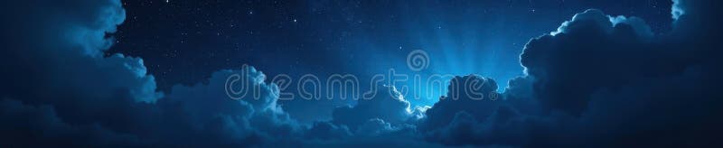 Inky Black Night Sky, Heavy Clouds, Distant Starlight Piercing through ...