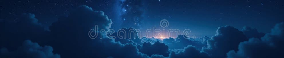 Inky Black Night Sky, Heavy Clouds, Distant Starlight Piercing through ...