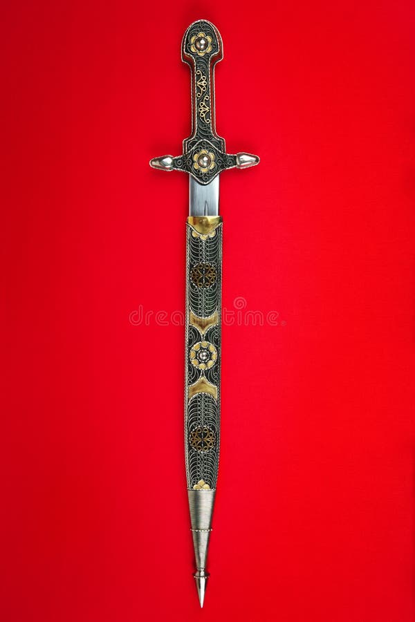 Inlaid antique dagger stock photo. Image of sword, steel - 53119268