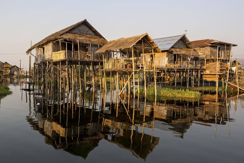 Floating Village at Inle Lake, Myanmar Stock Image - Image of asian ...