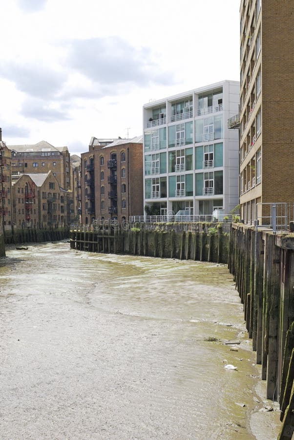Inlet into River Thames. London. UK Stock Image - Image of river, tidal ...