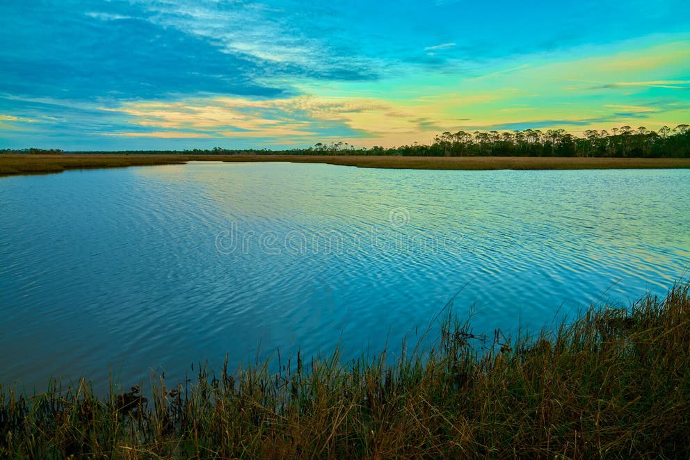 Inlet at Shell Mound Campground Near Cedar Key, FL Stock Photo - Image ...