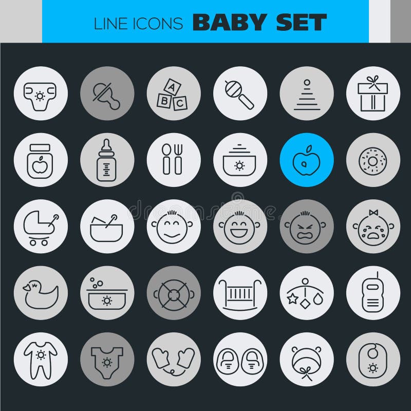 Inline Baby Icons Collection Stock Vector - Illustration of contour ...