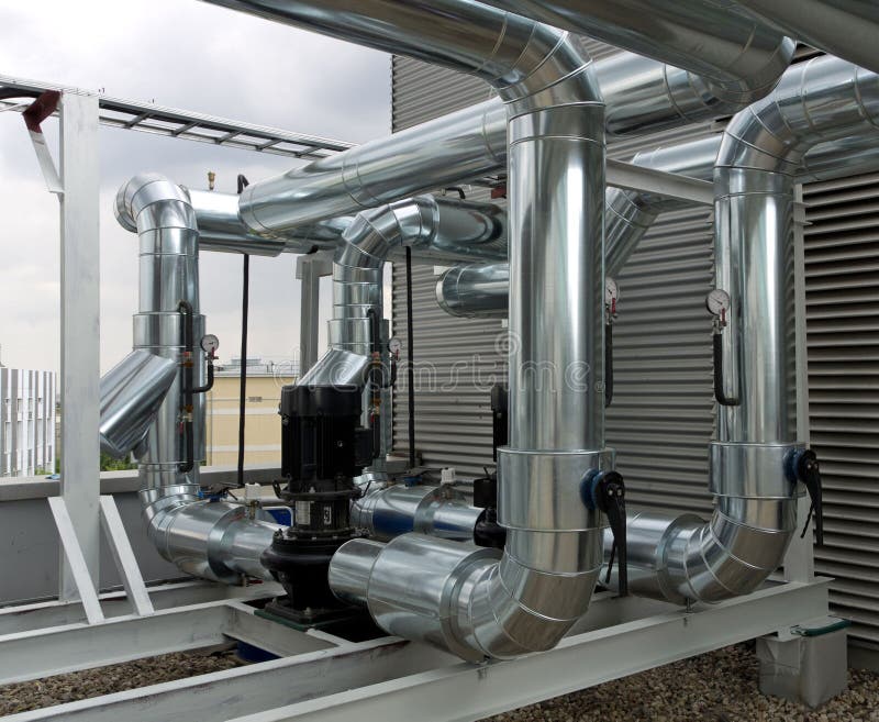 Inline Centrifugal Pumps with Pipework Stock Photo - Image of transfer ...