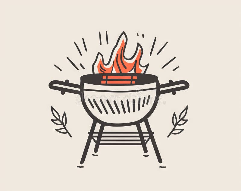 Inline Modern Design of a Barbecue Grill Stand. Continuous Line Drawing ...