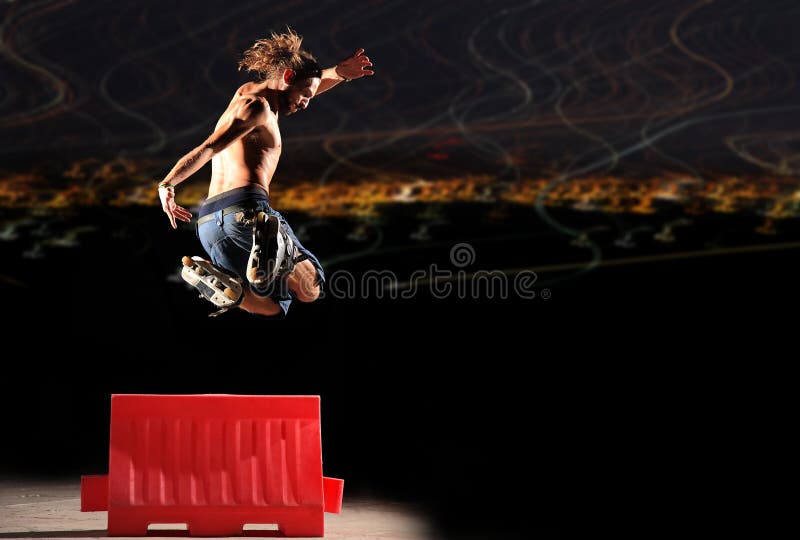 Inline rider jumps stock photo. Image of dark, urban - 21917734