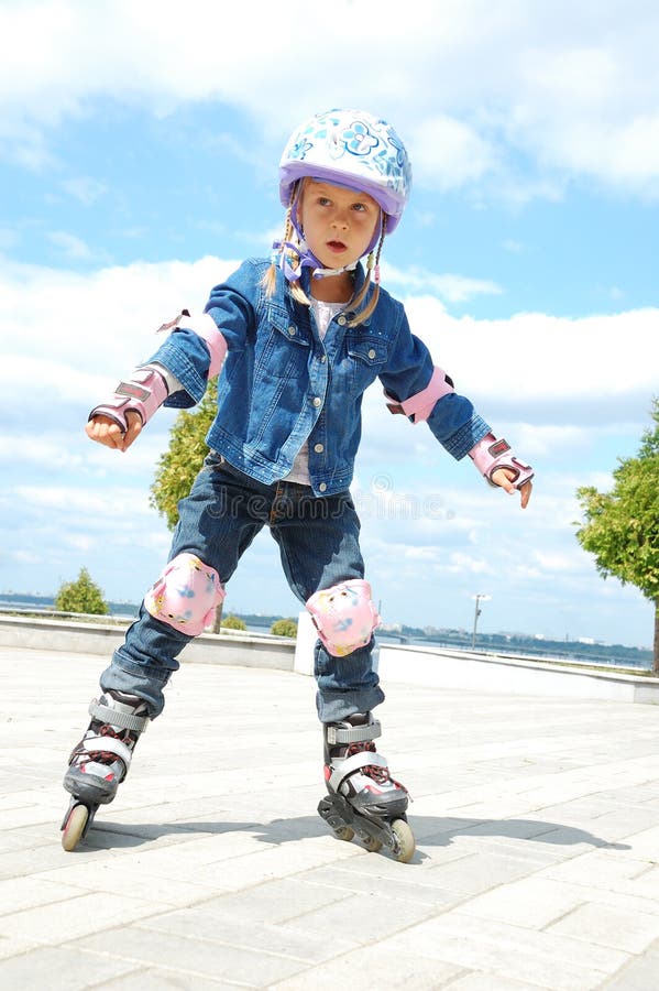 Inline Roller Skating Childhood Stock Photo - Image of helmets ...