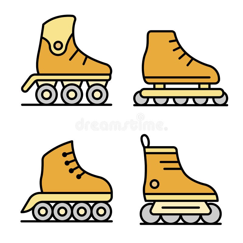 Inline Skates Icons Set Vector Flat Stock Vector - Illustration of ...