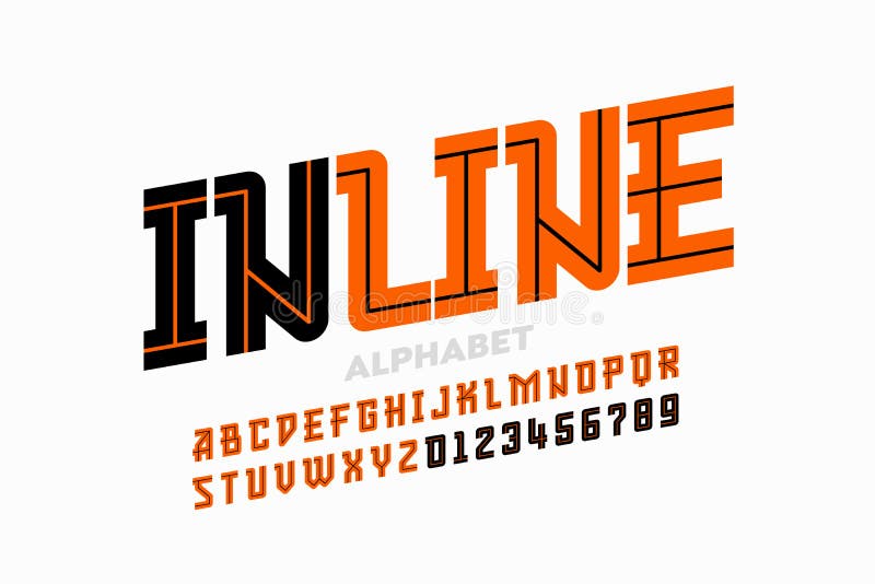 Modern Inline Typeface, Alphabet Stock Vector - Illustration of ...