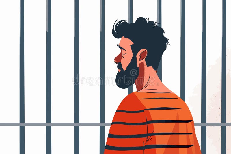 Inmate Behind Bars Stock Image Isolated Vector Style Stock Vector ...