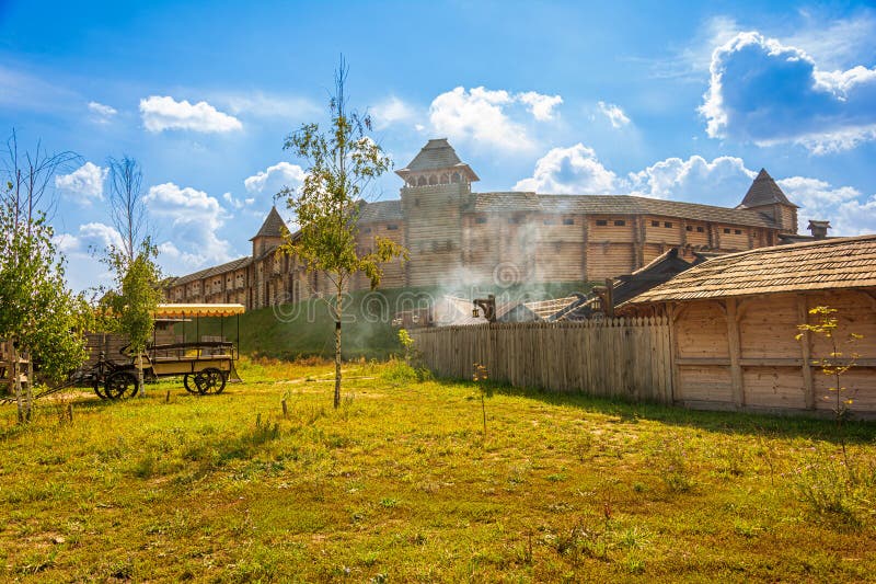 An Inn Next To an Ancient Russian Fortress. Stock Photo - Image of ...