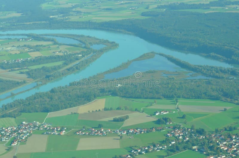 Inn River Passing through Austria. Beautiful Green Landscape Stock ...