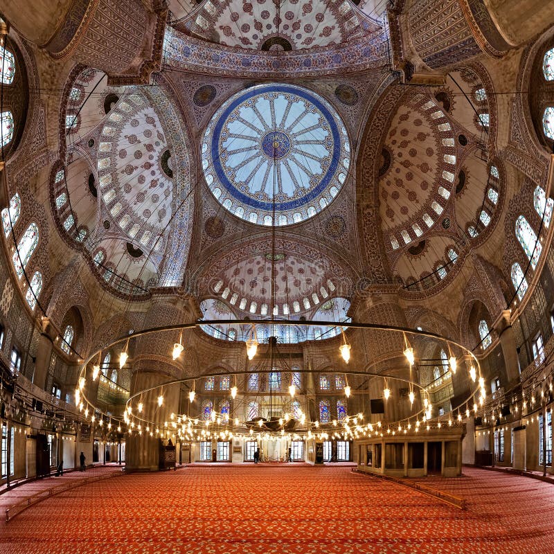 Innenraum Der Sultanahmet Moschee in Istanbul Stockfoto - Bild von ...