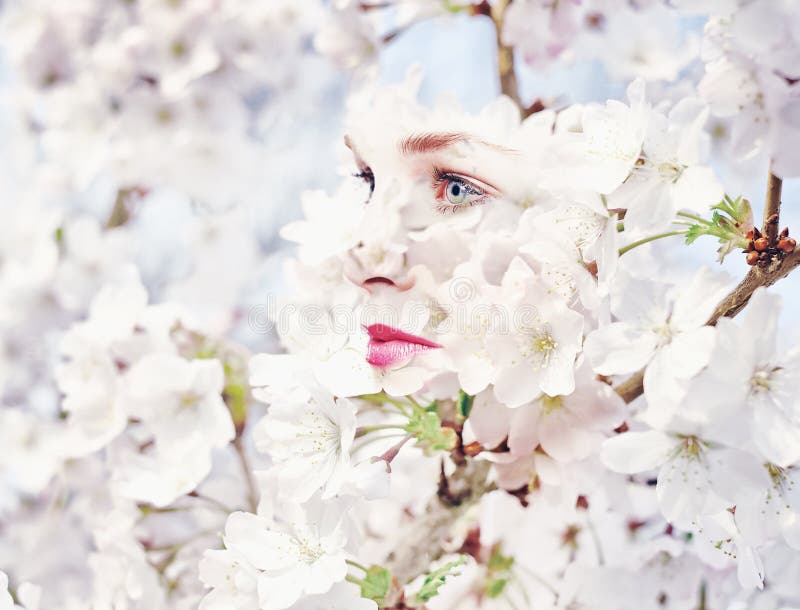 Inner Blossoming. Composite Image of Flower Blossoms Superimposed on a ...