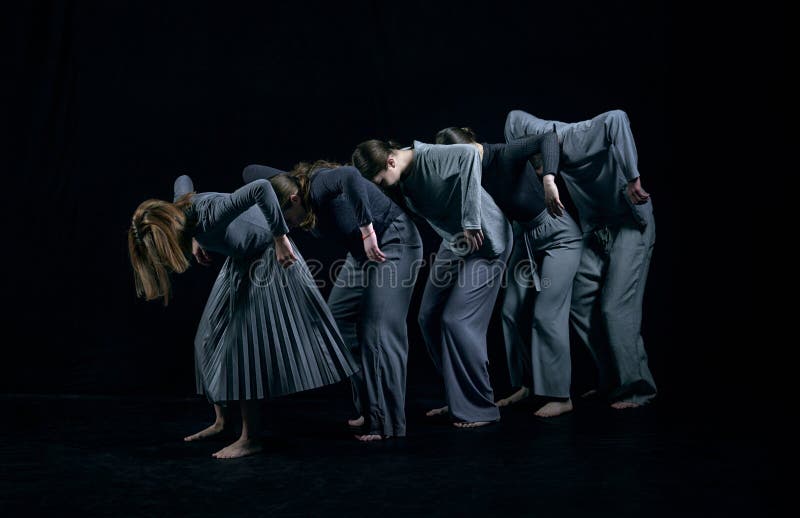 Inner Chaos and Self-expression. Group of Young People Dancing Contemp ...
