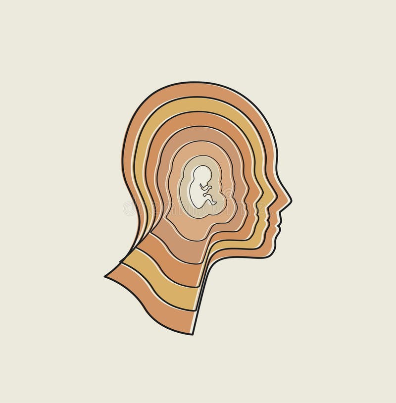 Inner Child Psychologic Conceptual Illustration with Human Head ...