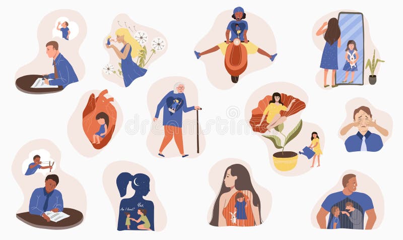 Inner Child Set stock vector. Illustration of psychological - 288386797