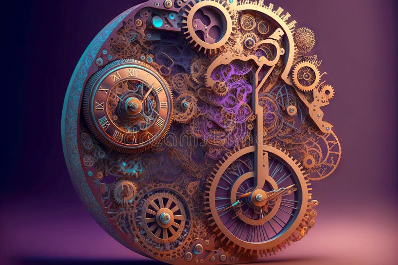 Inner Clockwork of Old Vintage Watch with Small Dial Stock Illustration ...