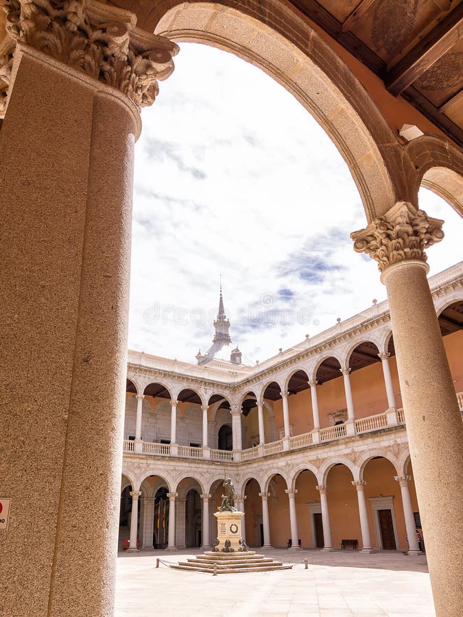 Inner Courtyard and Arcade of the Alcazar of Toledo, Spain Stock Photo ...