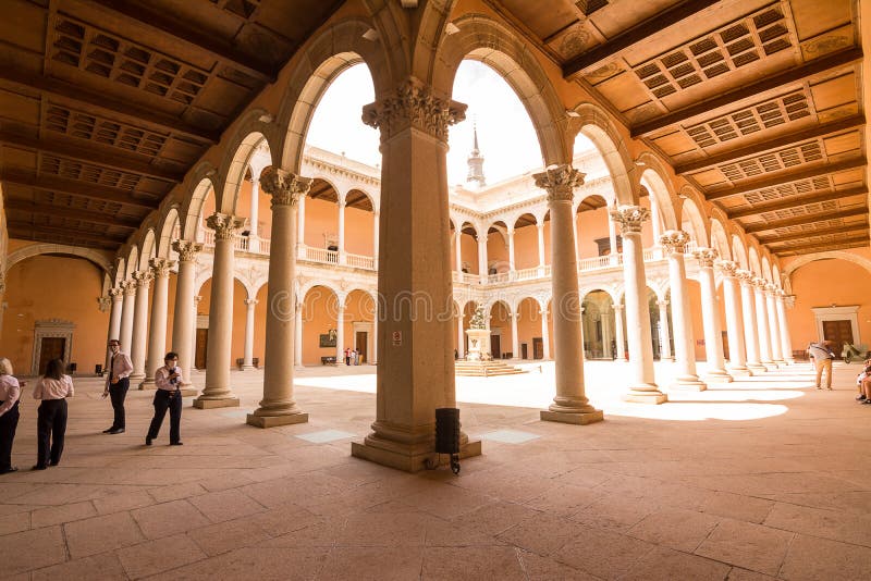 Inner Courtyard and Arcade of the Alcazar of Toledo, Spain Editorial ...