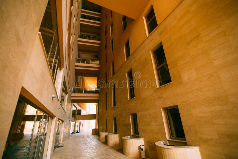 Inner Courtyard of a Multi-storey Building. the Facade of a Resi Stock ...