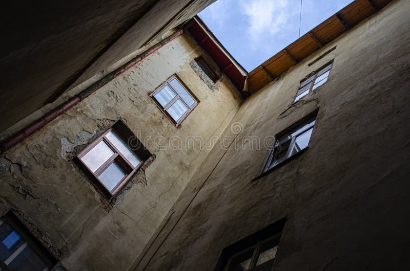 Inner Courtyard of an Old Building. Stock Image - Image of storey ...