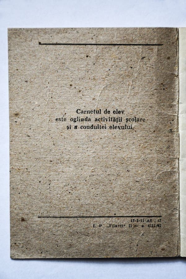 Inner Cover of a Romanian School Report Stock Image - Image of carnet ...