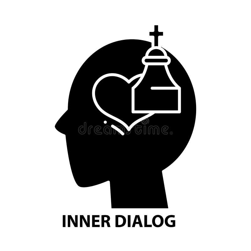 Inner Dialog Icon, Black Vector Sign with Editable Strokes, Concept ...