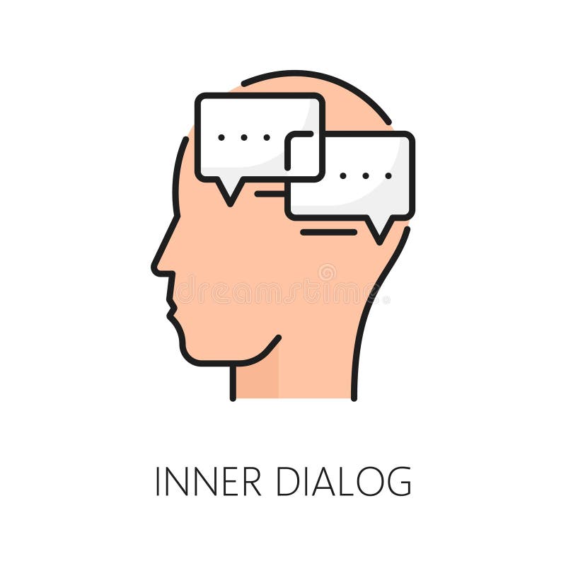 Inner Dialog Psychological Disorder Problem Icon Stock Vector ...