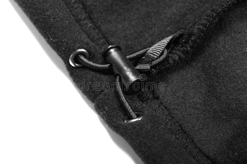 Inner Drawcord of a Black Fleece Jacket, Close-up Stock Image - Image ...