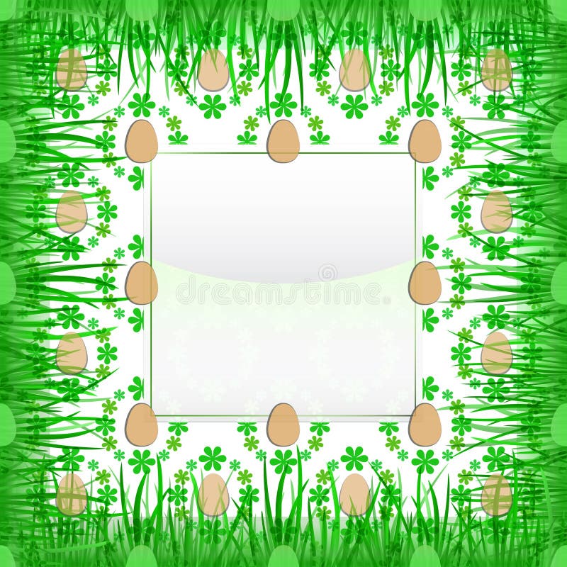 Inner Grassy Square Frame with Easter Egg Pattern Stock Illustration ...