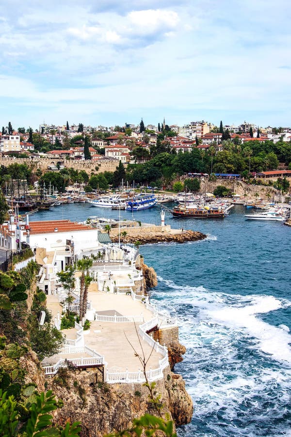 Inner harbor with boats editorial stock photo. Image of restaurants ...