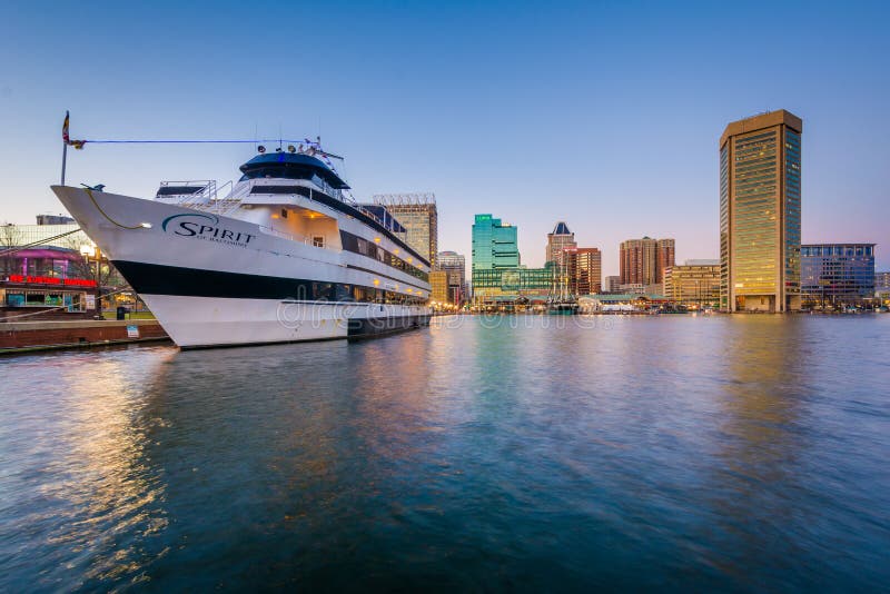 The Inner Harbor Skyline at Night, in Baltimore, Maryland Editorial ...