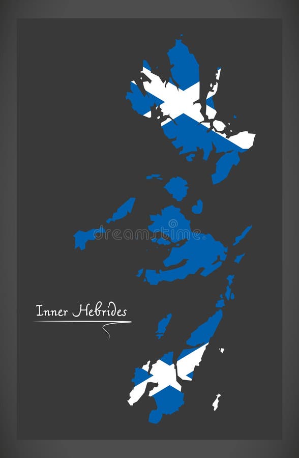 Inner Hebrides Map with Scottish National Flag Illustration Stock ...