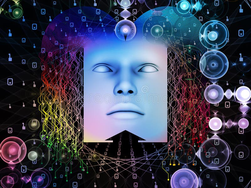Inner Life of Super Human AI Stock Illustration - Illustration of idea ...