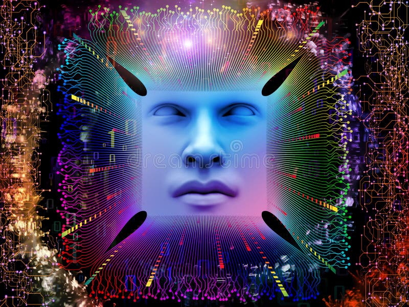 Inner Life of Super Human AI Stock Illustration - Illustration of logic ...