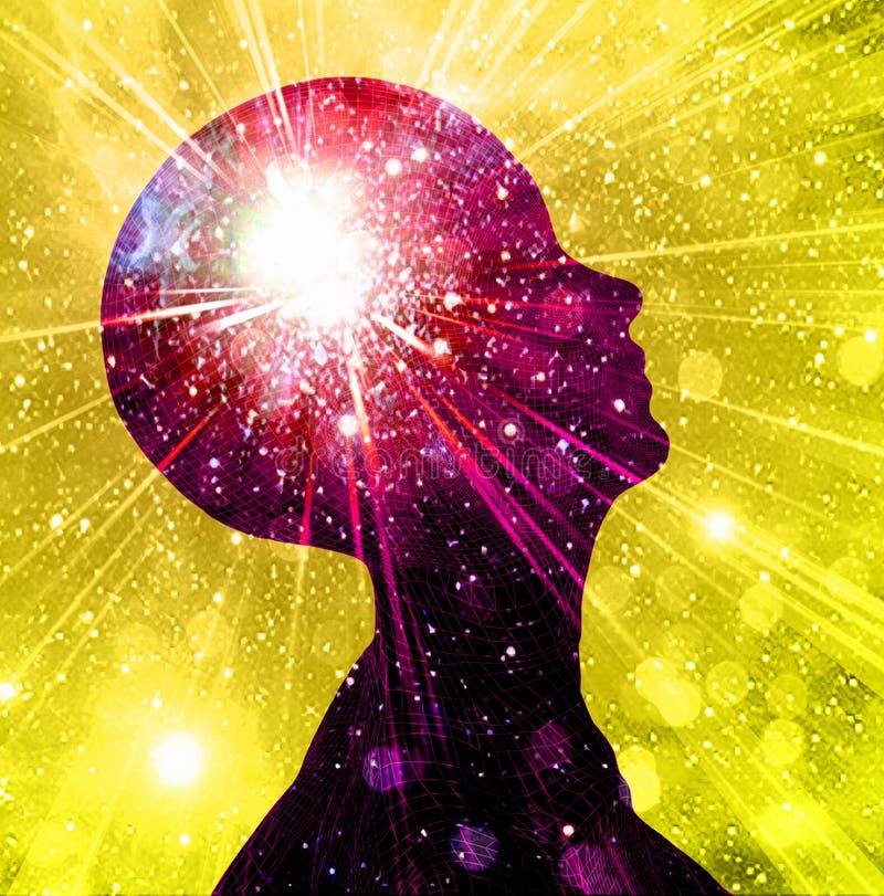 Inner light. Woman profile stock illustration. Illustration of ...