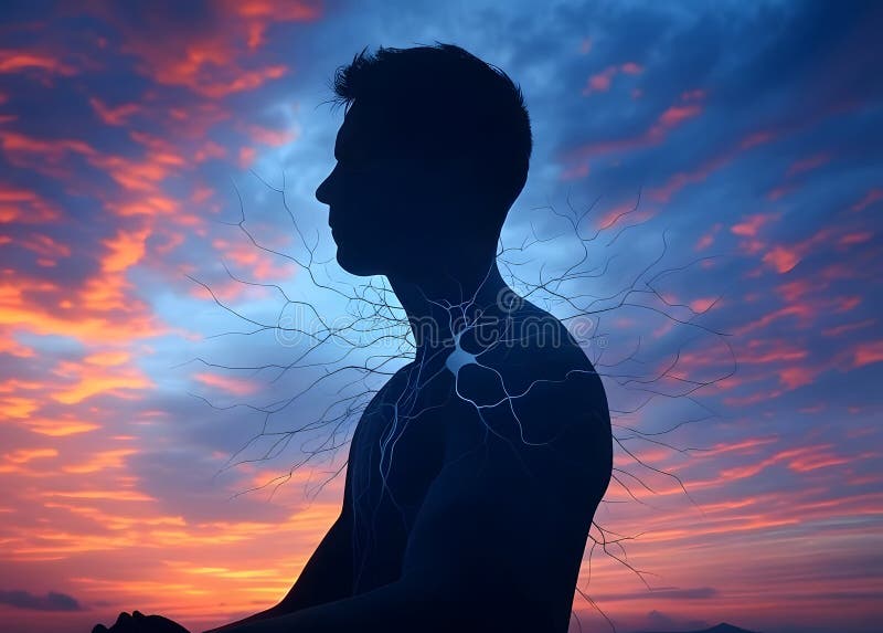 Inner Mind Exploration - Silhouette with Neural Network Stock ...