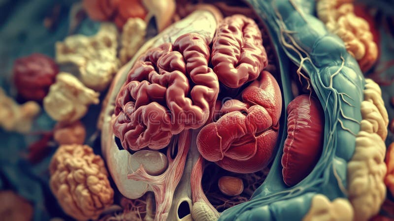 Inner Organs Created with Generative AI. Human Anatomy in a Model Stock ...