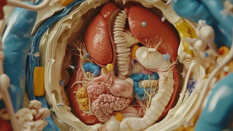 Inner Organs Created with Generative AI. Human Anatomy in a Model Stock ...